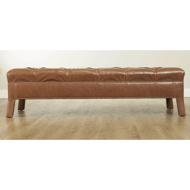 Brown Leather Tufted Long Bench | Chairish