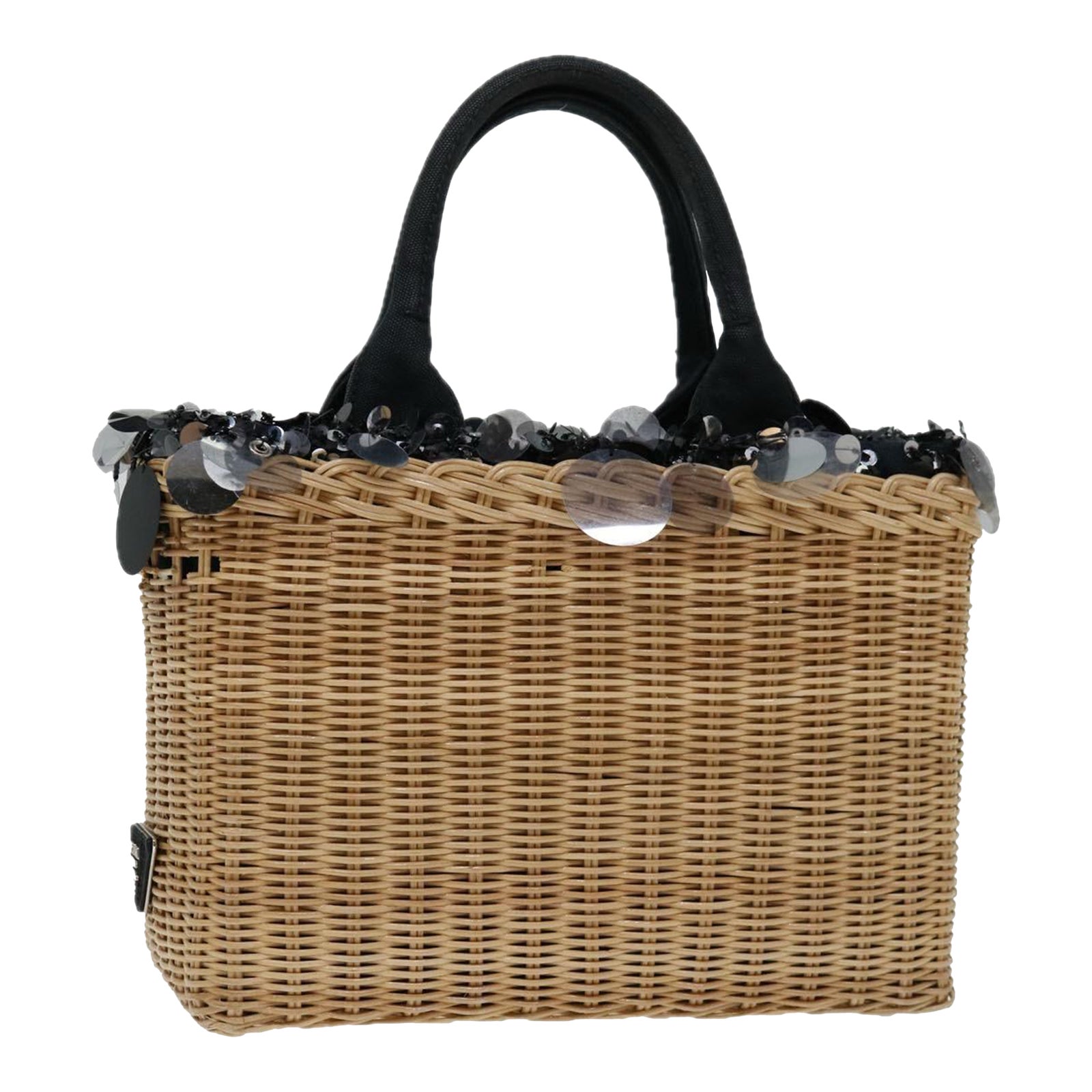 Prada Hand Bag Wicker Beige Auth 69445 | Chairish
