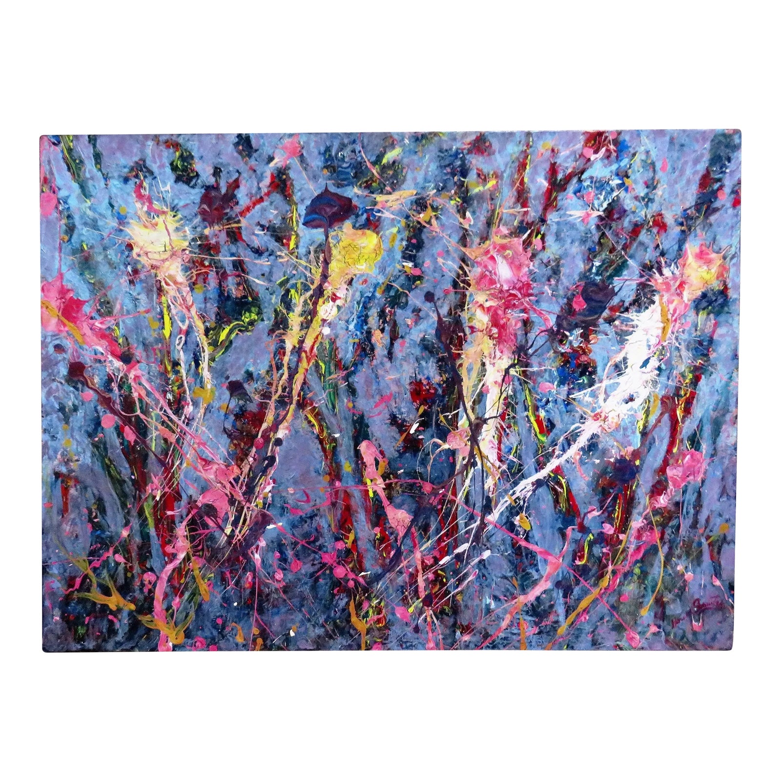 Large Splatter Painting Abstract Mid Century Modern Paint Splash Art ...