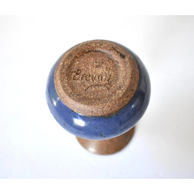Art Pottery Blue Earthenware Vase | Chairish