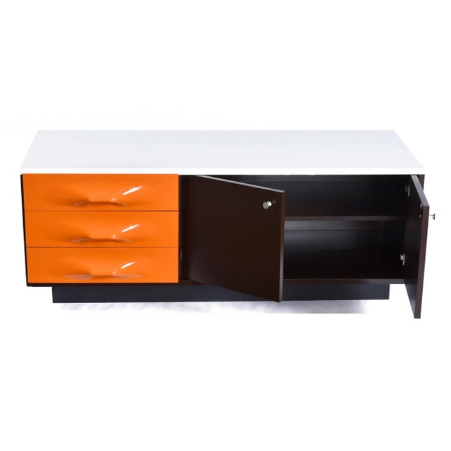 Restored Raymond Loewy Brown Orange and White Df-2000 Tv Stand Credenza ...