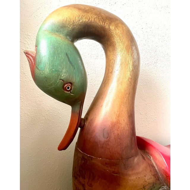 Vintage Childs Solid Wood Hand Carved Swan Rocking Horse | Chairish