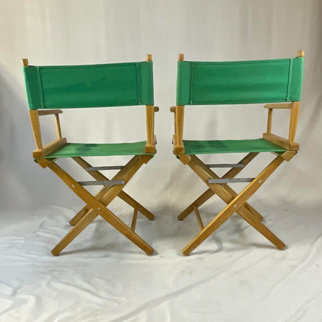 Vintage Folding Directors Chairs in Kelly Green - A Pair | Chairish