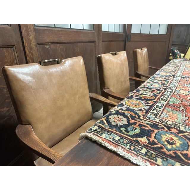 Set of 6 Romweber Viking Oak Leather Upholstered Conference Room or ...