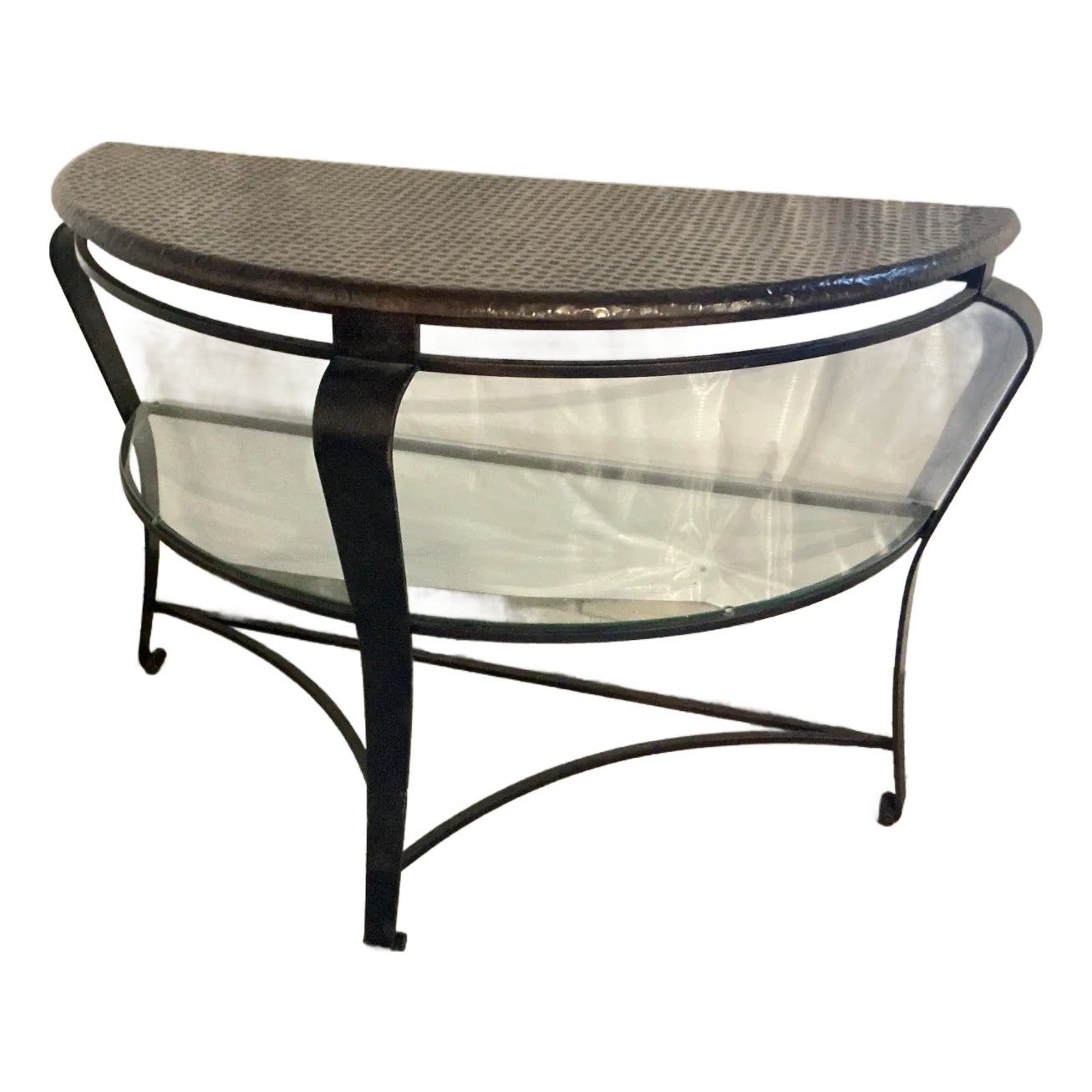 Bernhardt Clark Wrought Iron Console Table With Hammered Copper Top ...