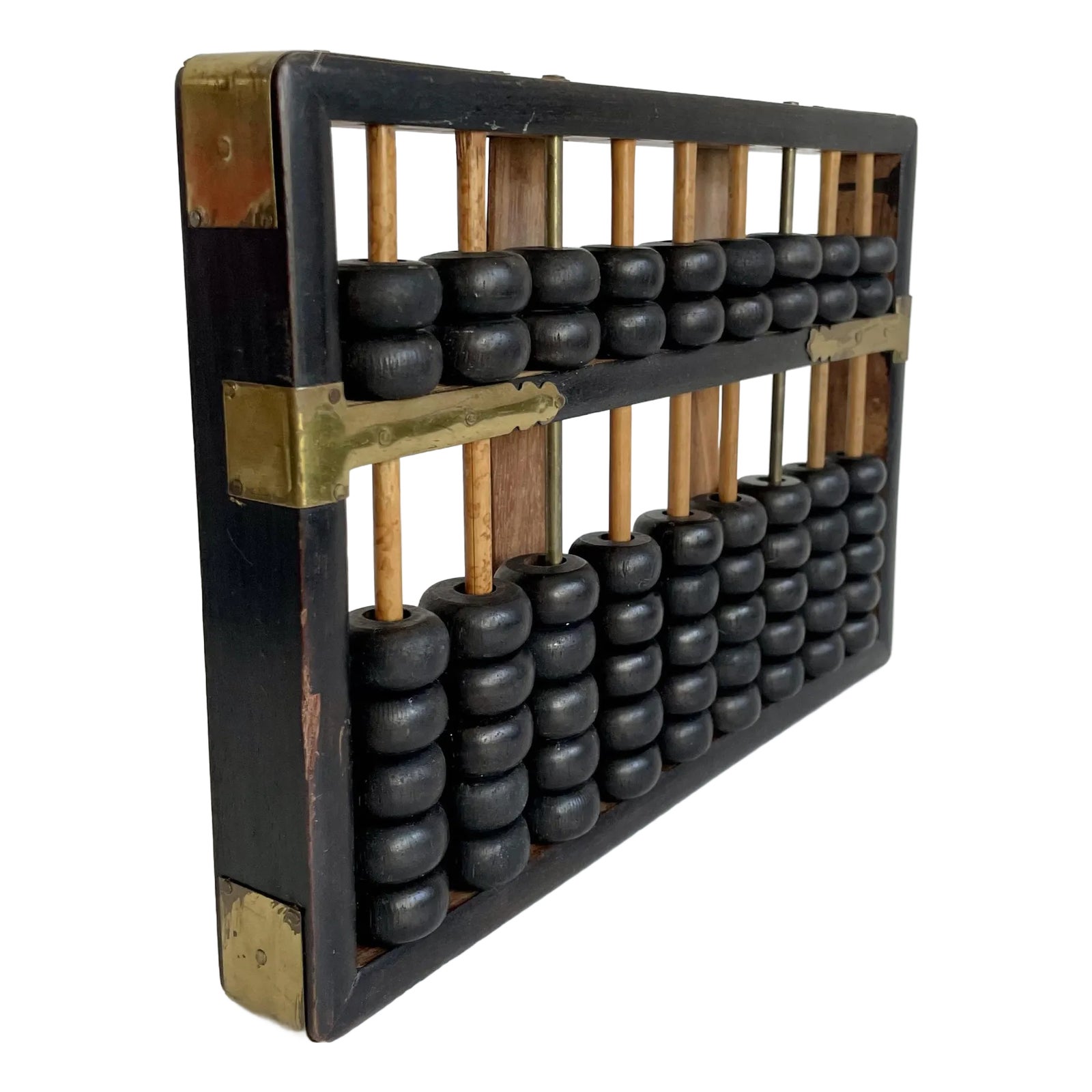 Vintage Chinese Wood and Brass Abacus | Chairish