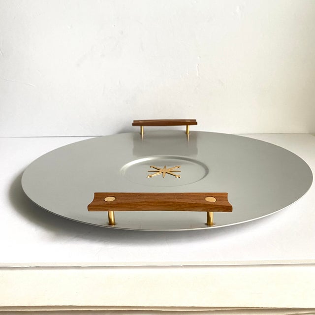 Mid Century Modern Mirro Medallion Serving Tray Aluminum Atomic ...