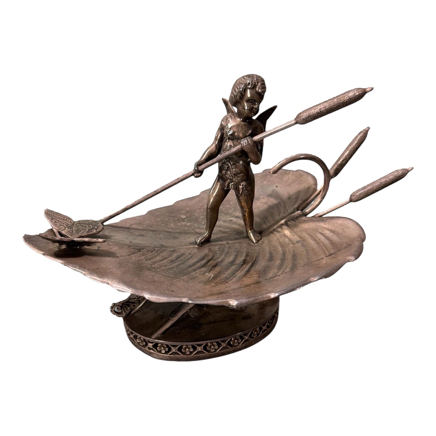 Antique Victorian Silver Plate Calling Card Tray With Figural Cherub ...