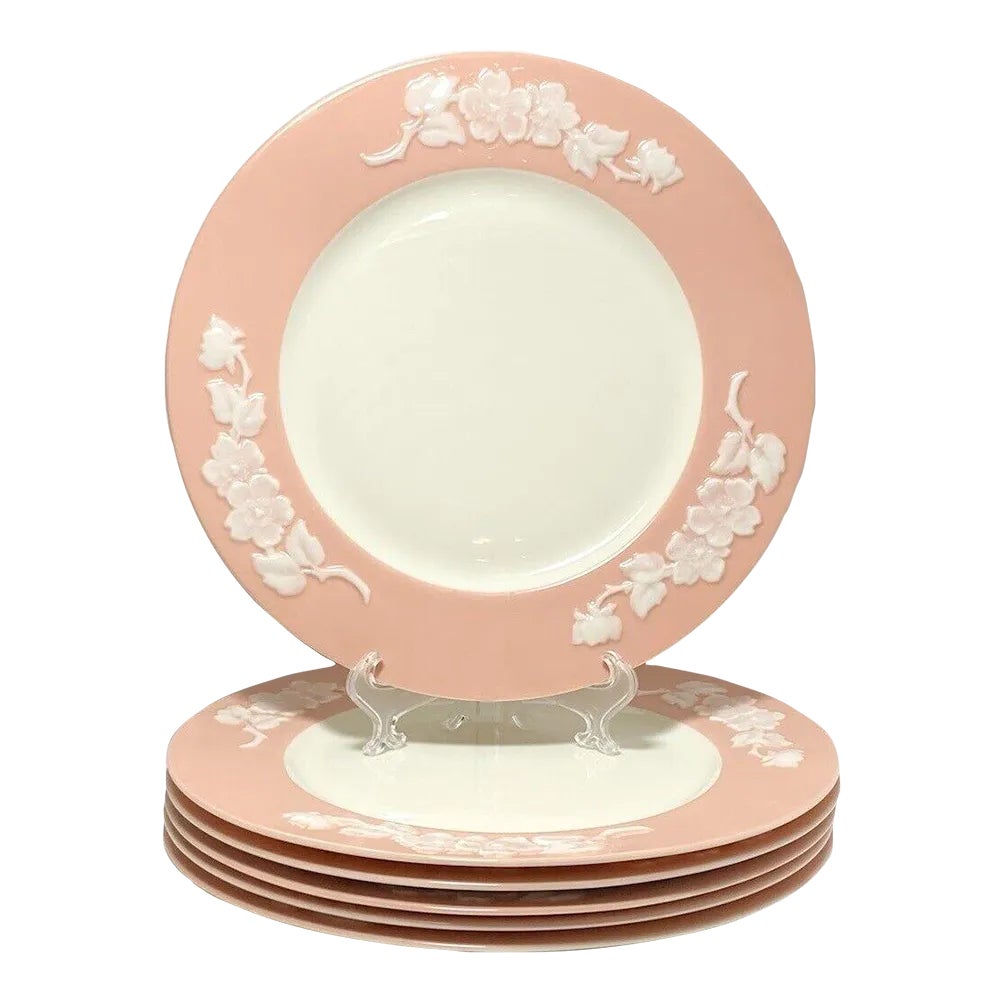 1950s Lenox "Apple Blossom Coral" Set of 6 Porcelain Dinner Plates ...