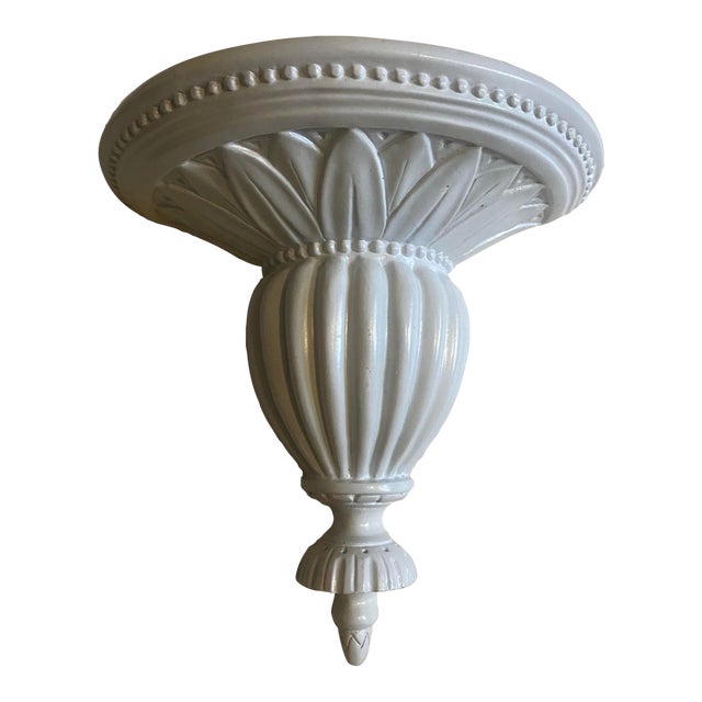 Vintage White Wooden Decorative Wall Bracket | Chairish