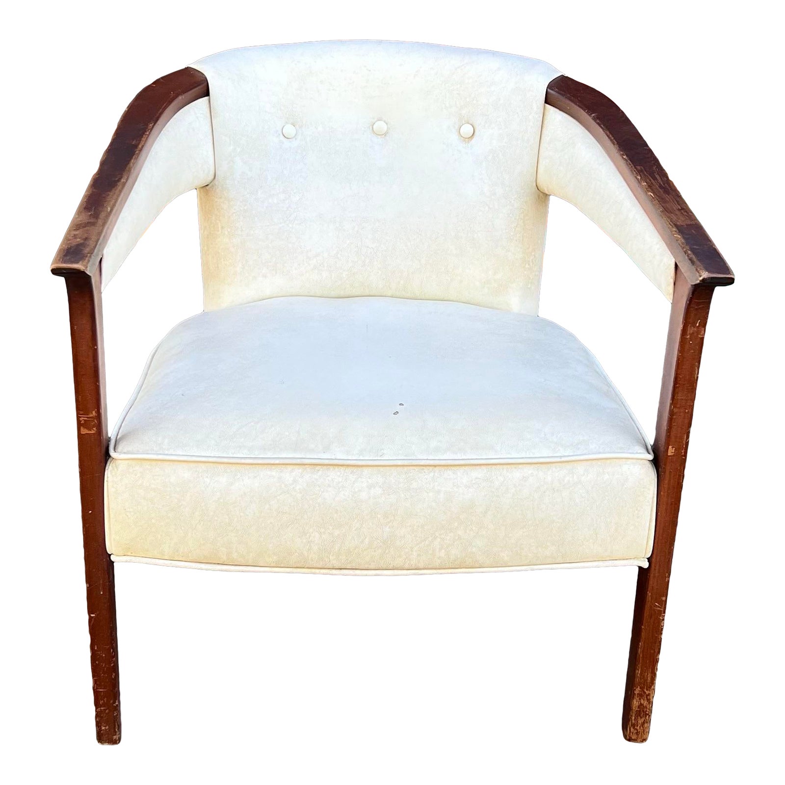 Marden Barrel-Shaped Walnut Occasional Accent Side Chair | Chairish