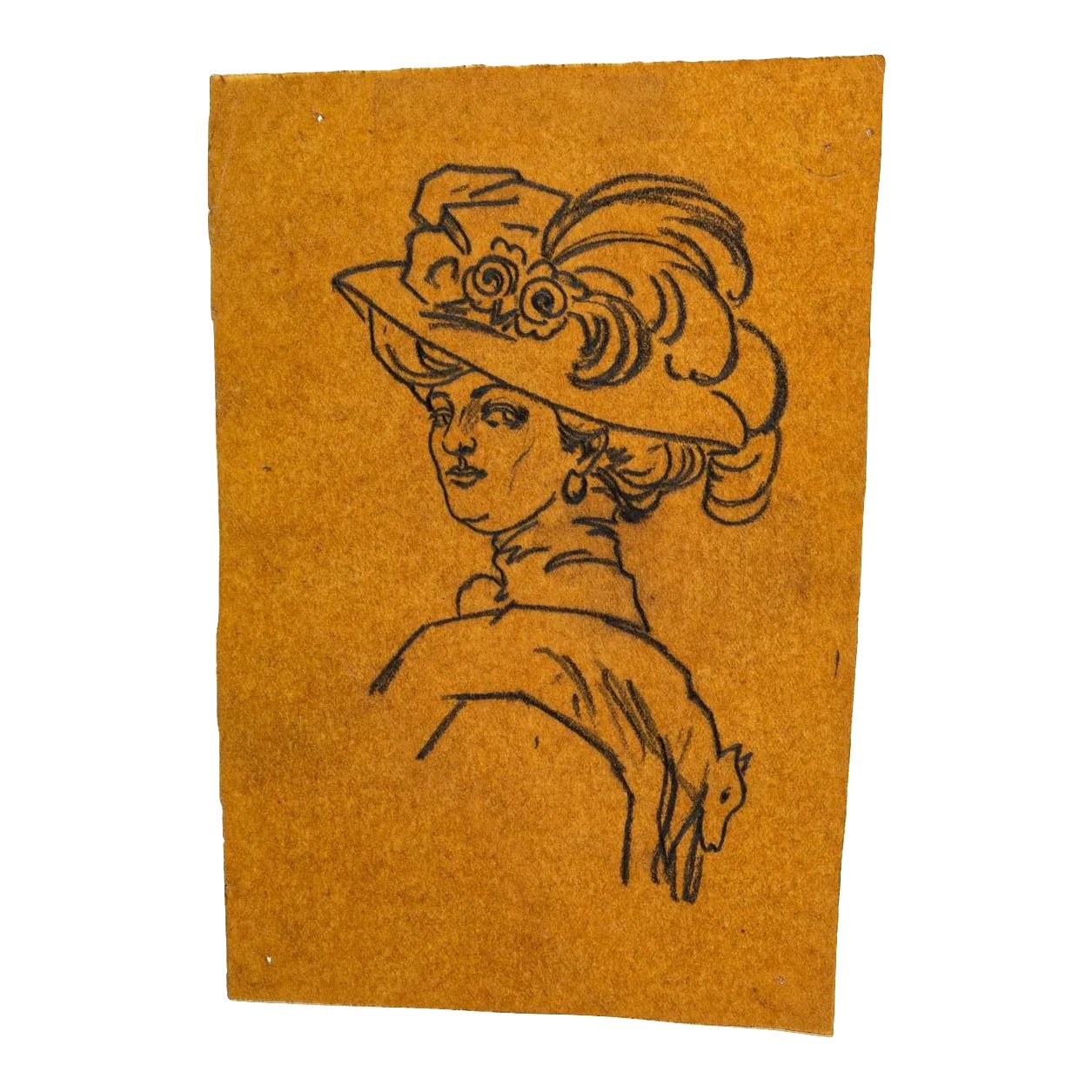 Portrait - Original China Ink Drawing on Paper - Early 20th Century ...
