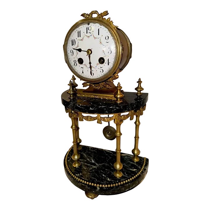 19th Century Green Marble French Portico Mantel Clock by Samuel Marti ...