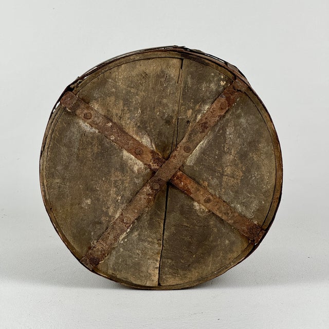 Antique Primitive Wood & Iron Hand Made Bushel Measure Container | Chairish