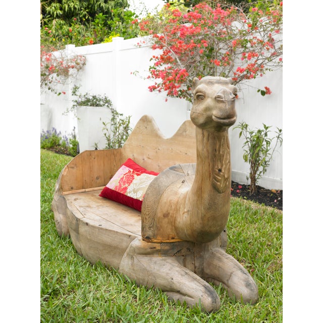 Vintage Teak Camel Wood Bench | Chairish