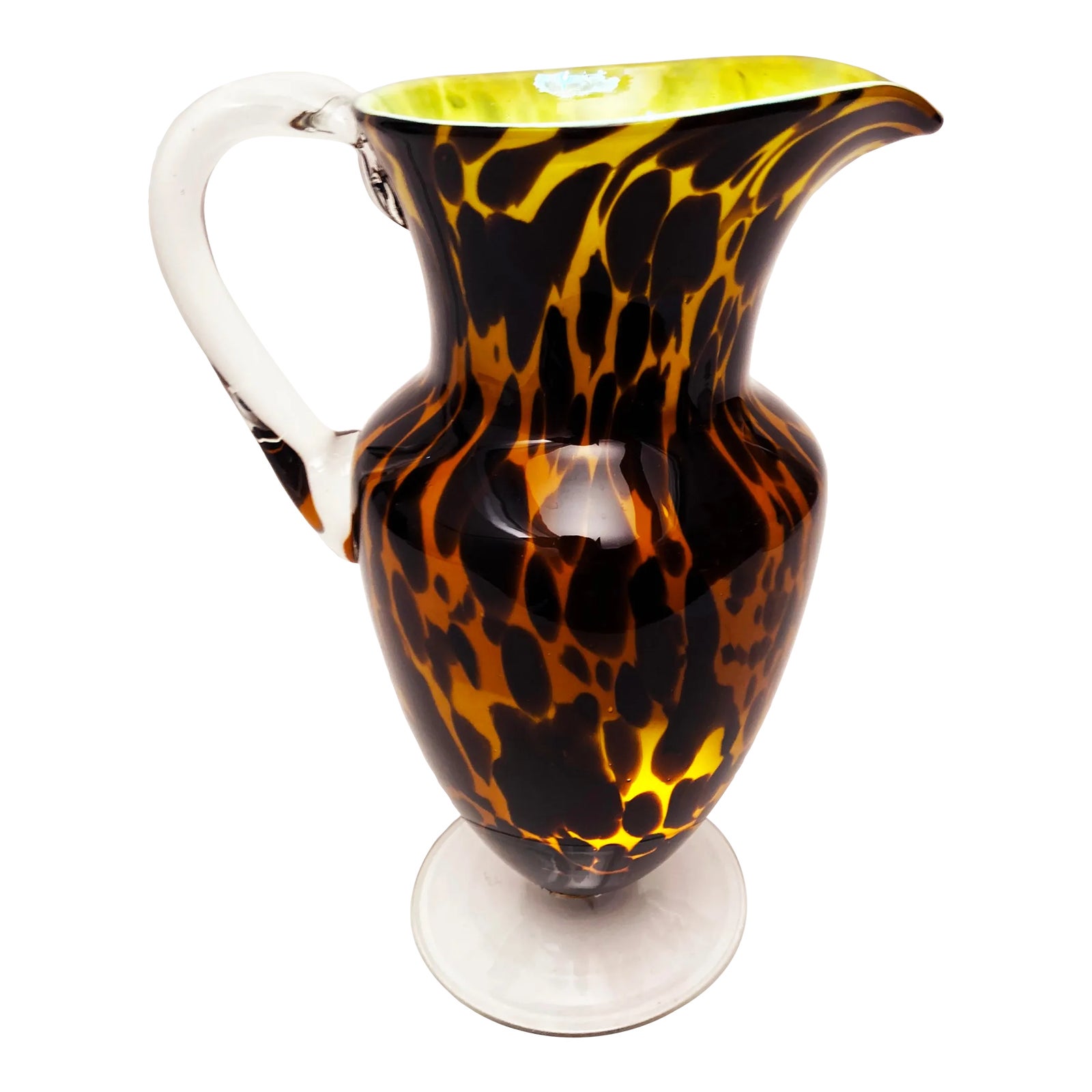 1990s Vintage Hand-Crafted Art Glass Murano-Style Leopard Pitcher ...