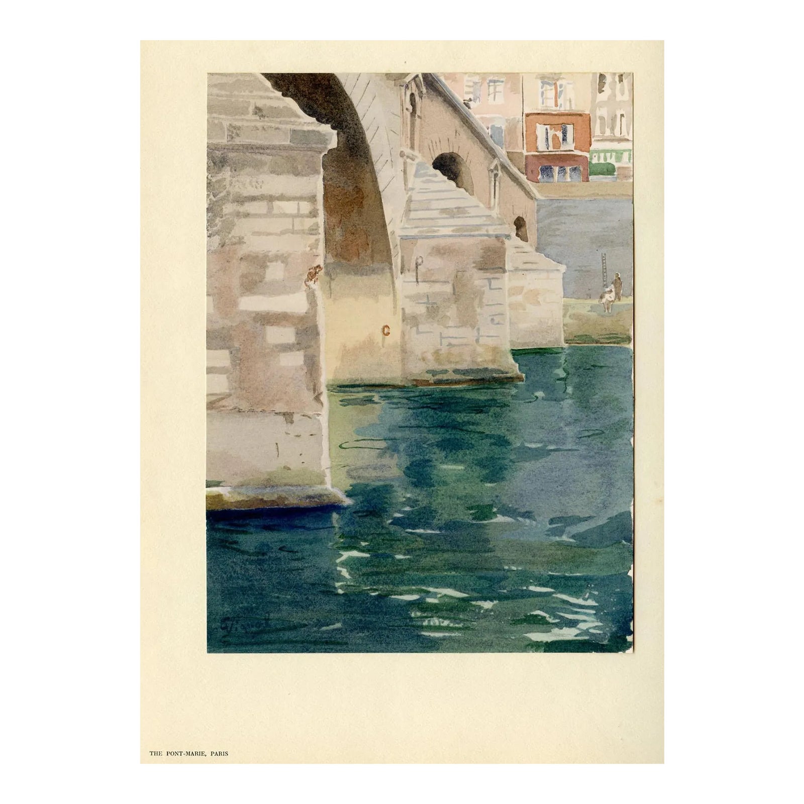 1920s, Pont-Marie Bridge, Paris, Original Vintage Print, Lithograph ...