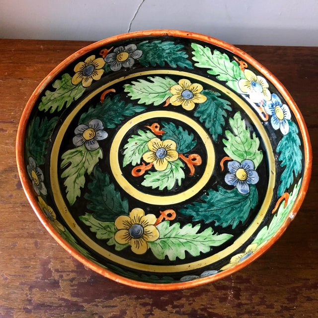 Vintage Italian Pottery Floral Compote | Chairish