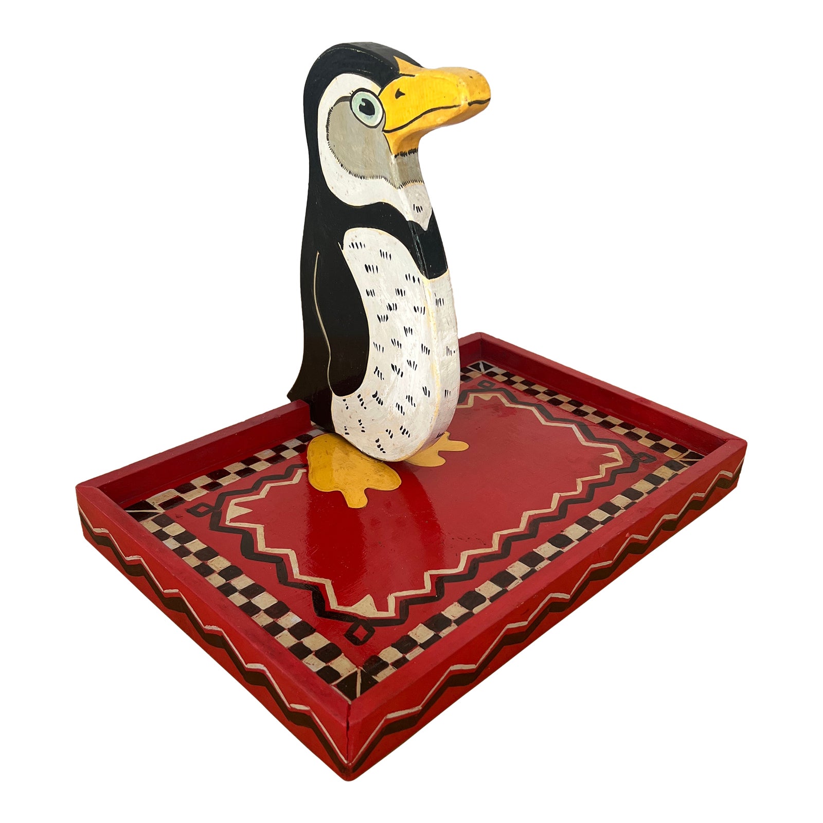 Handpainted American Folk Art Penguin Tray | Chairish