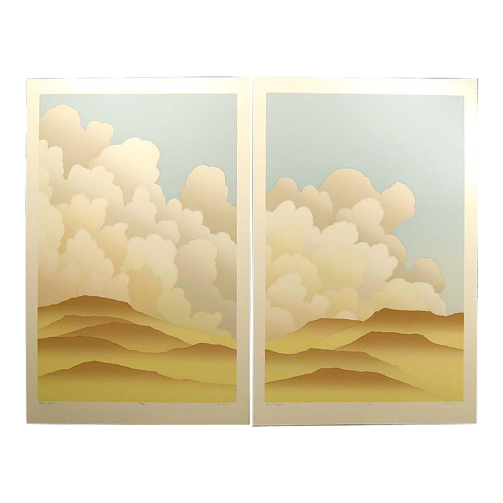 1980s Jim Boutwell "Prairie Bluffs" Diptych of 2 Signed Numbered ...