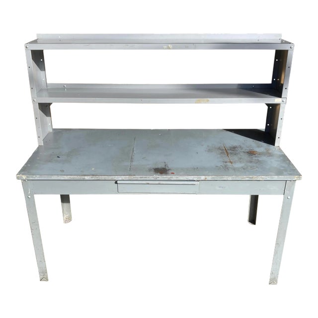 Industrial Steel Work Table Writing Desk by Lyon Metals | Chairish