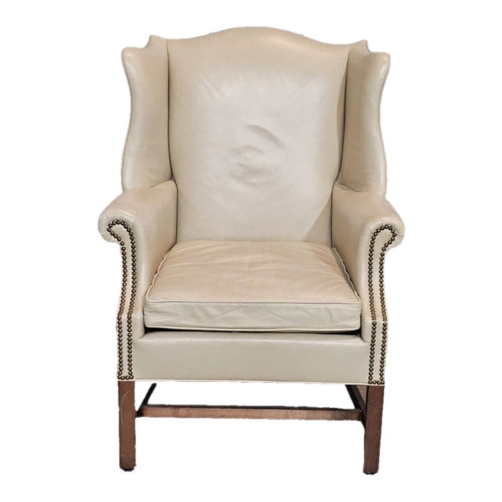 Late 20th Century North Hickory Mahogany New England Style Wing Chair ...