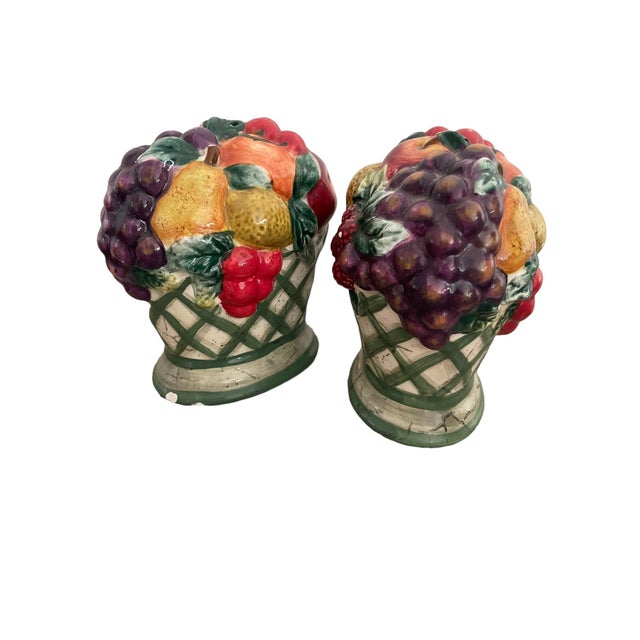 Vintage Ceramic Fruit Basket Lidded Dish and Salt and Pepper Shakers by ...