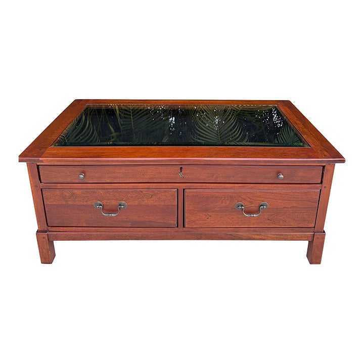 1990s Bob Timberlake Lexington Furniture Glass Top Display Coffee Table ...