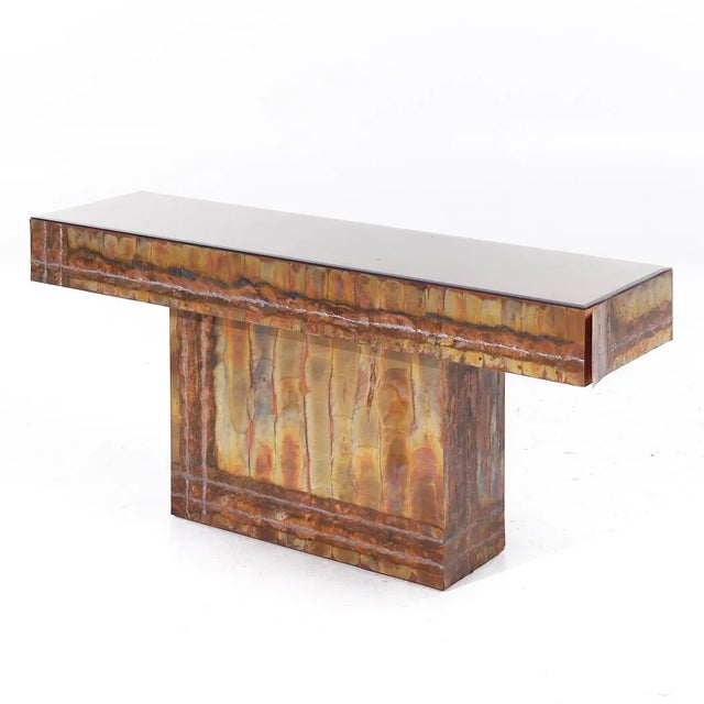 Mid Century Brutalist Copper Console Table | Chairish