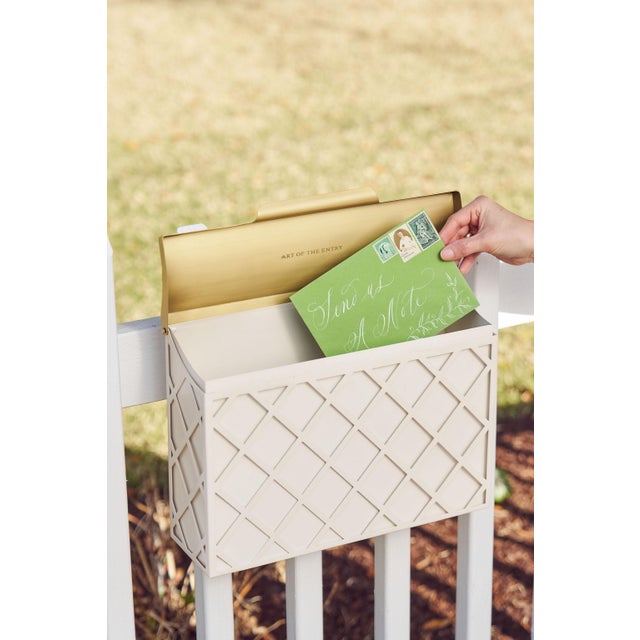 Lattice Wall-Mount Mailbox, Off White | Chairish