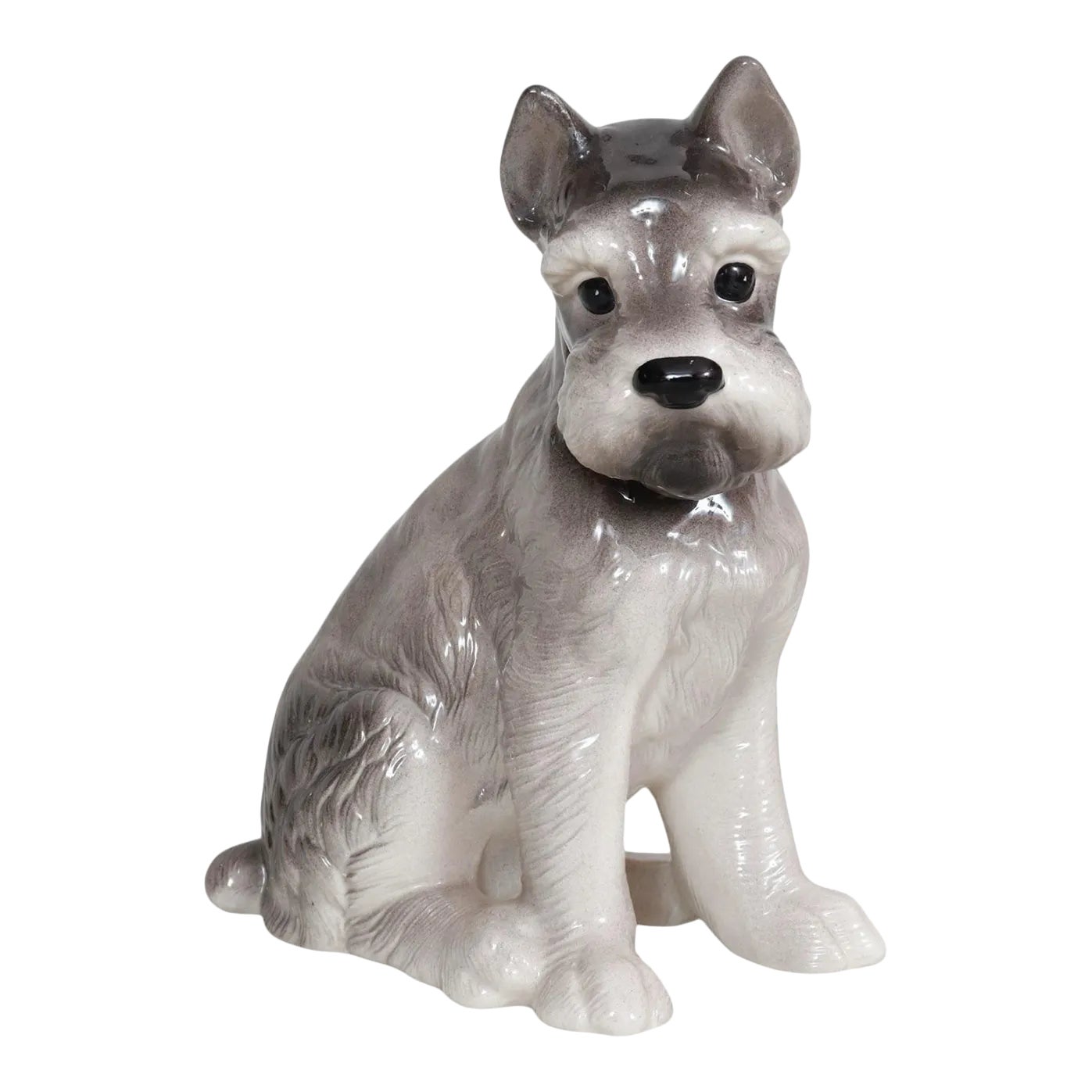 Gray Ceramic Schnauzer Dog Figure | Chairish