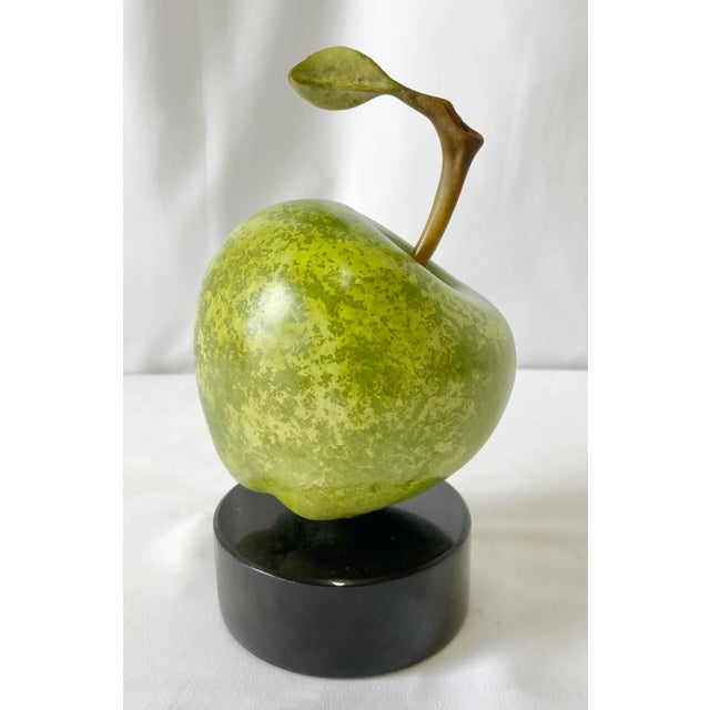 Contemporary Randi Grantham Bronze Granny Apple Sculpture on Marble ...