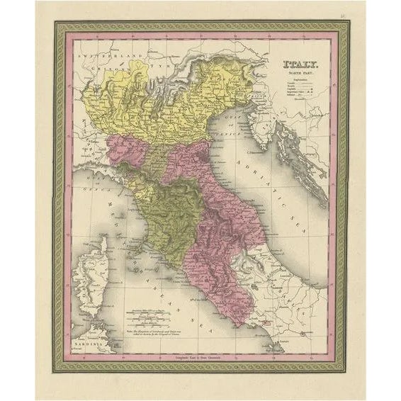 Antique Map of Northern Italy, 1846 | Chairish