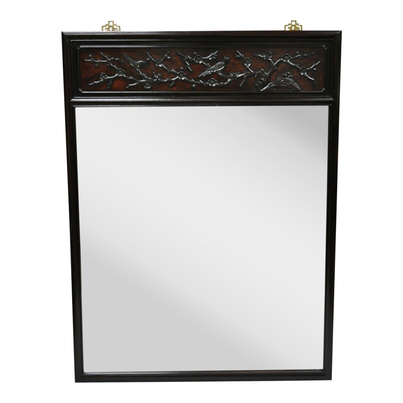Vintage Chinese Bird Carved Hardwood Mahogany Rectangular Oriental Wall ...