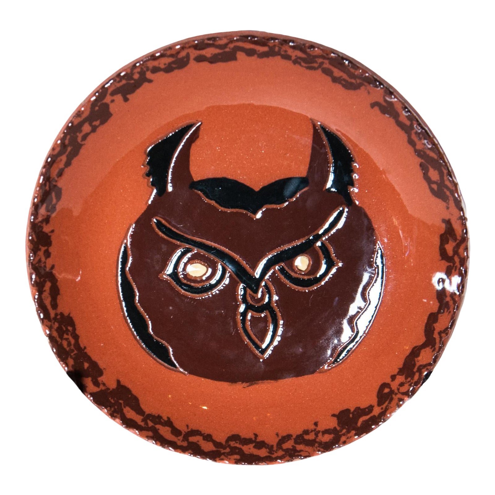 Lester Breininger Redware Owl Plate | Chairish
