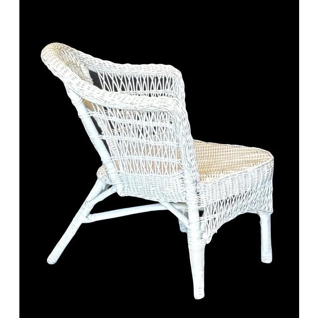 Antique Fancy Woven White Wicker Corner Chair or Side Chair Chairish