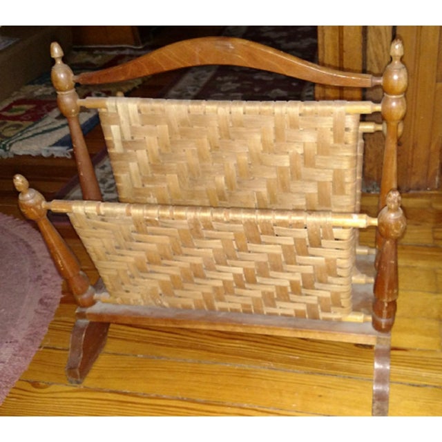 Mid-Century Flat Reed & Wood Magazine Rack Made by Berea College ...