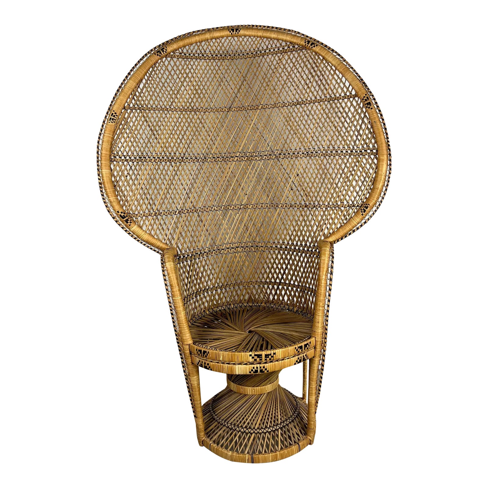 Vintage Rattan Fan Back Peacock Chair | Chairish