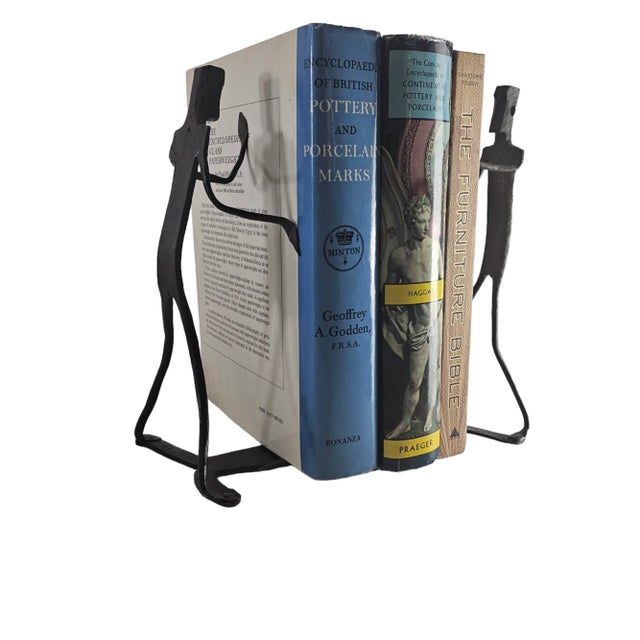 Wrought Iron Walking Man and Shadow Bookends Pair | Chairish