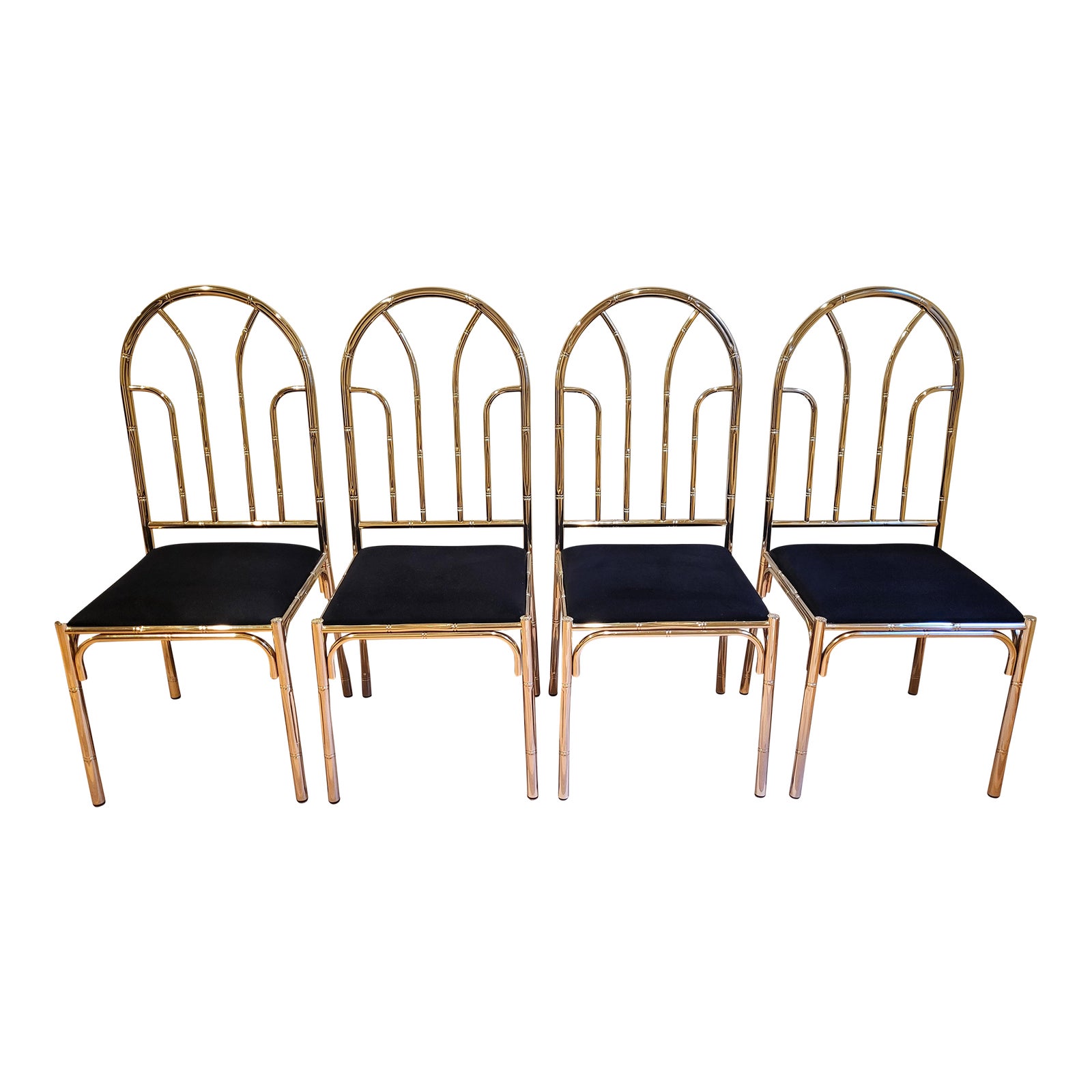 Gold Enamel Faux Bamboo Chairs- Set of 4 | Chairish