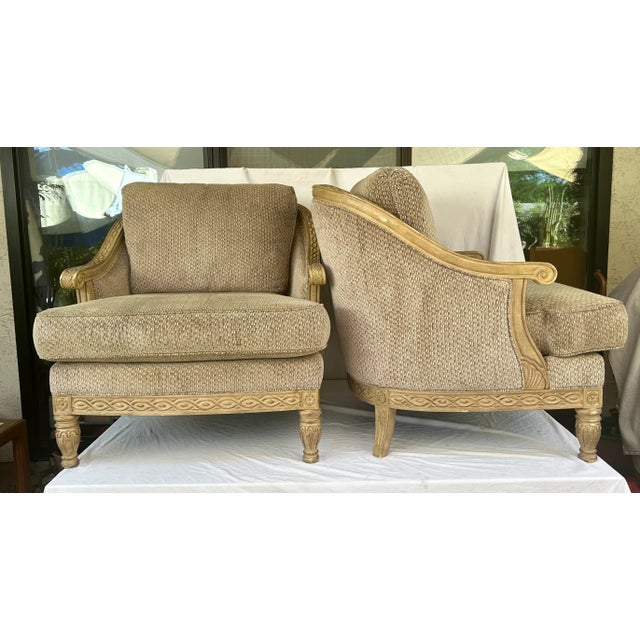 Late 20th Century Neoclassical Flair Gold Club Chairs by Bernhardt- a ...
