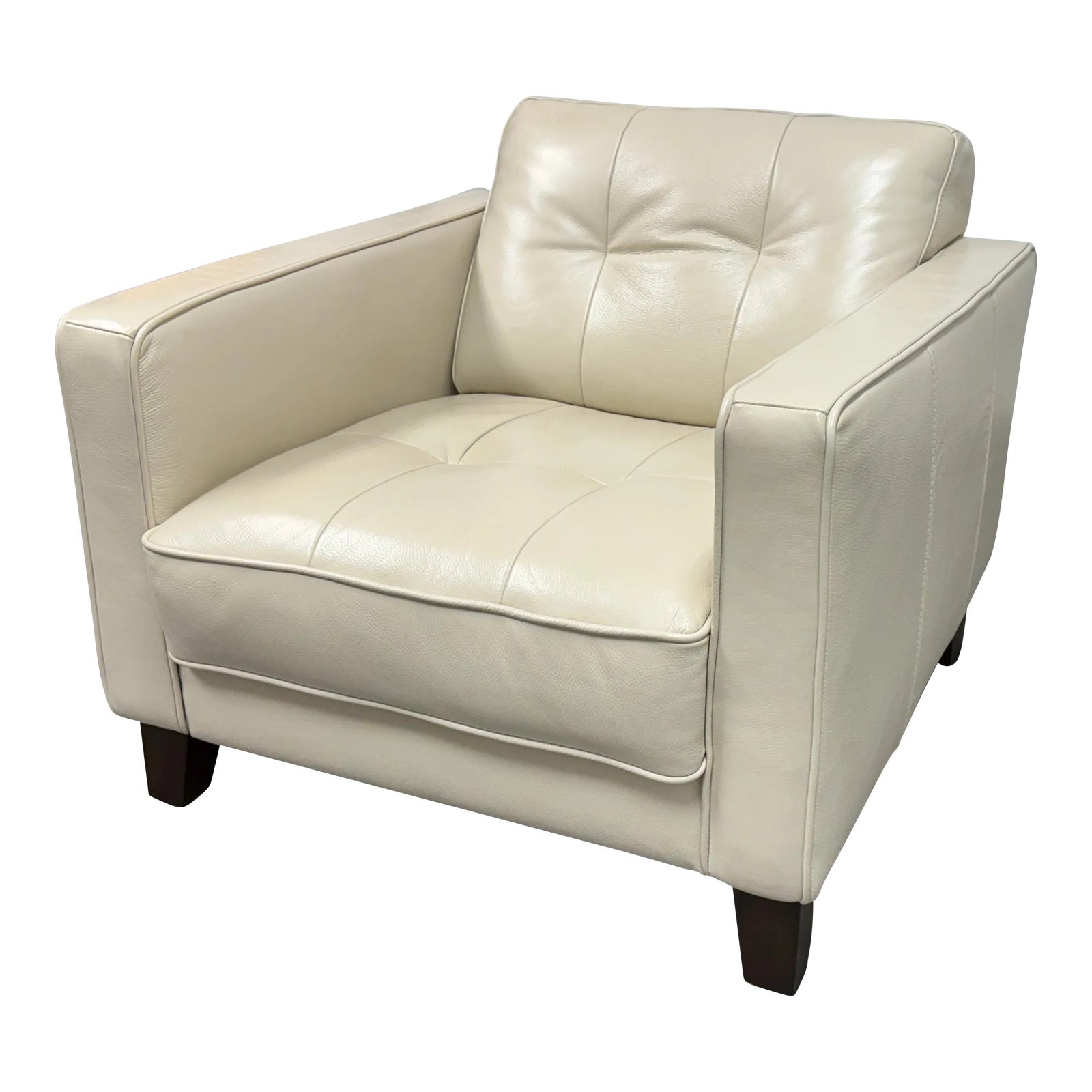 Vintage White Button Tufted Lounge Chair | Chairish