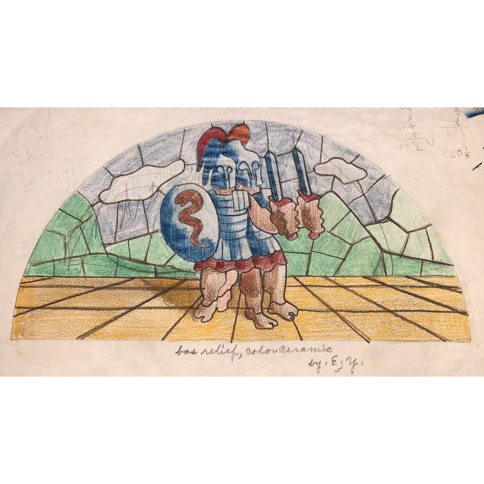 1960s Edgar Yaeger Bas Relief Ceramic Design With Knights | Chairish