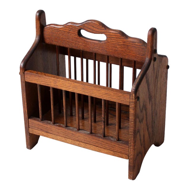 Vintage Wooden Magazine Rack | Chairish