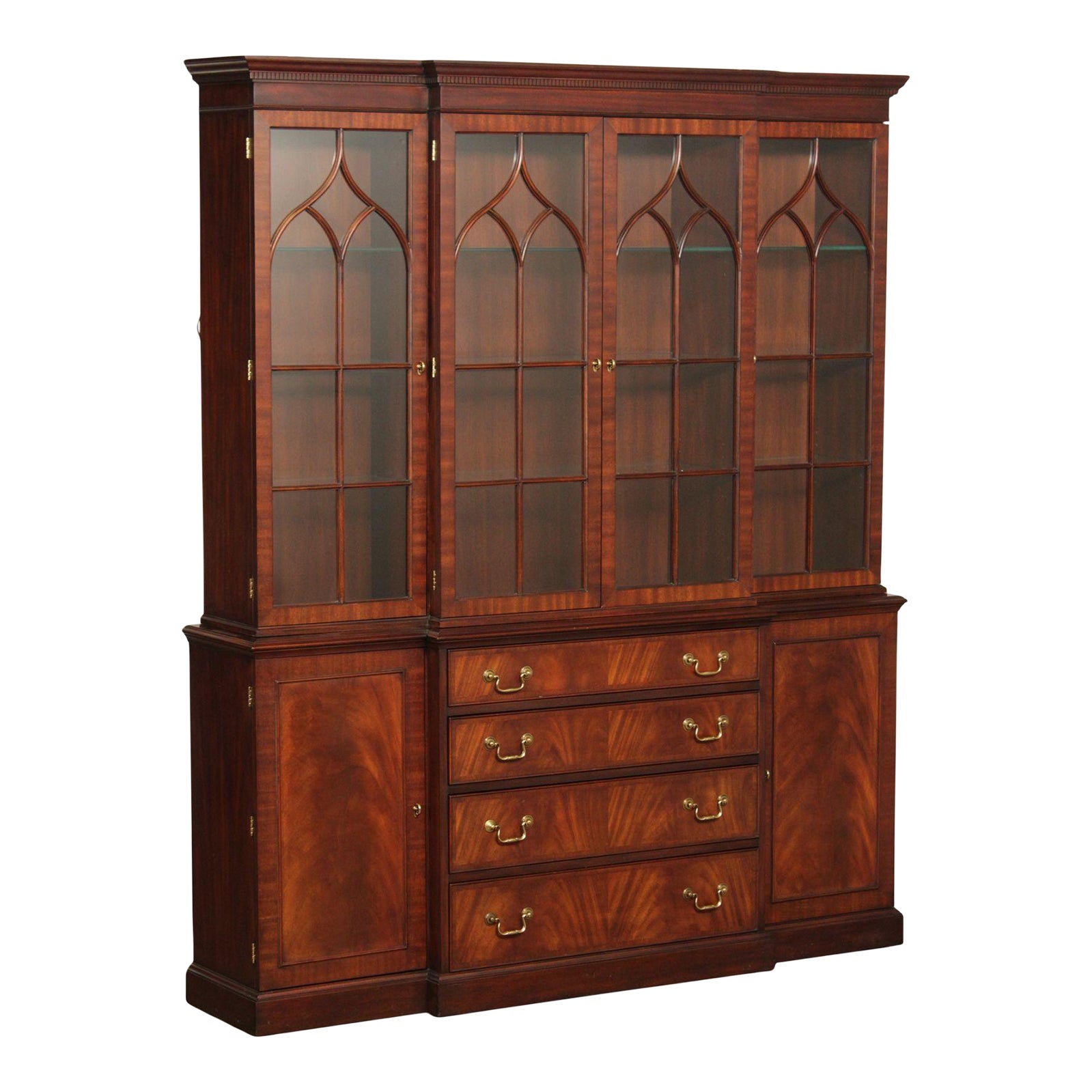 Henkel Harris Federal Style Mahogany Breakfront Bookcase | Chairish