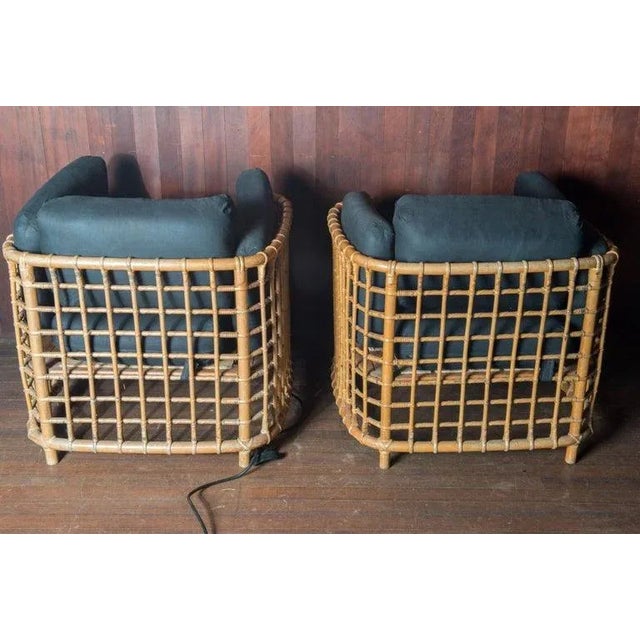 1970s Henry Olko Mid-Century Modern Square Series Rattan Armchairs - A ...