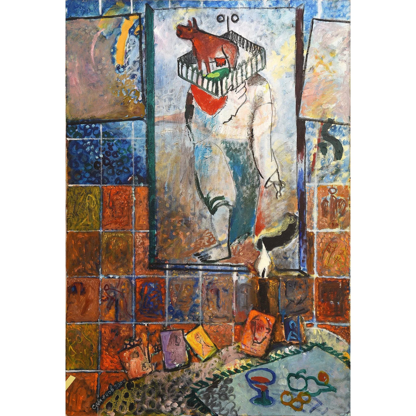 1990s The Studio (Or the Artist's World), Acrylic Painting | Chairish