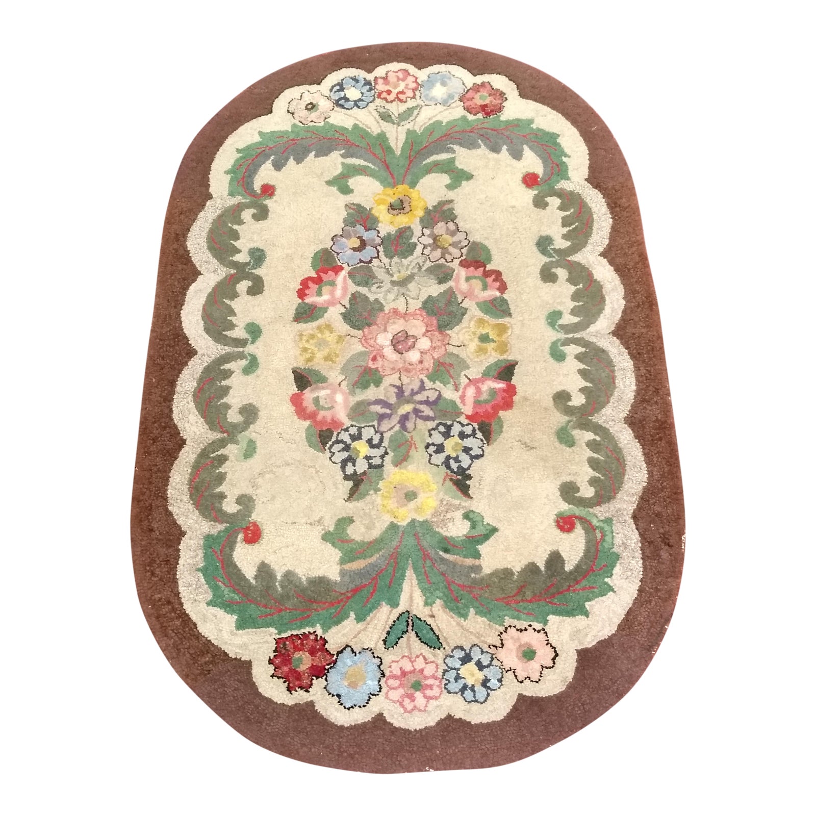 Early American Handmade Hooked Rug - 3’ x 4’ 9” | Chairish