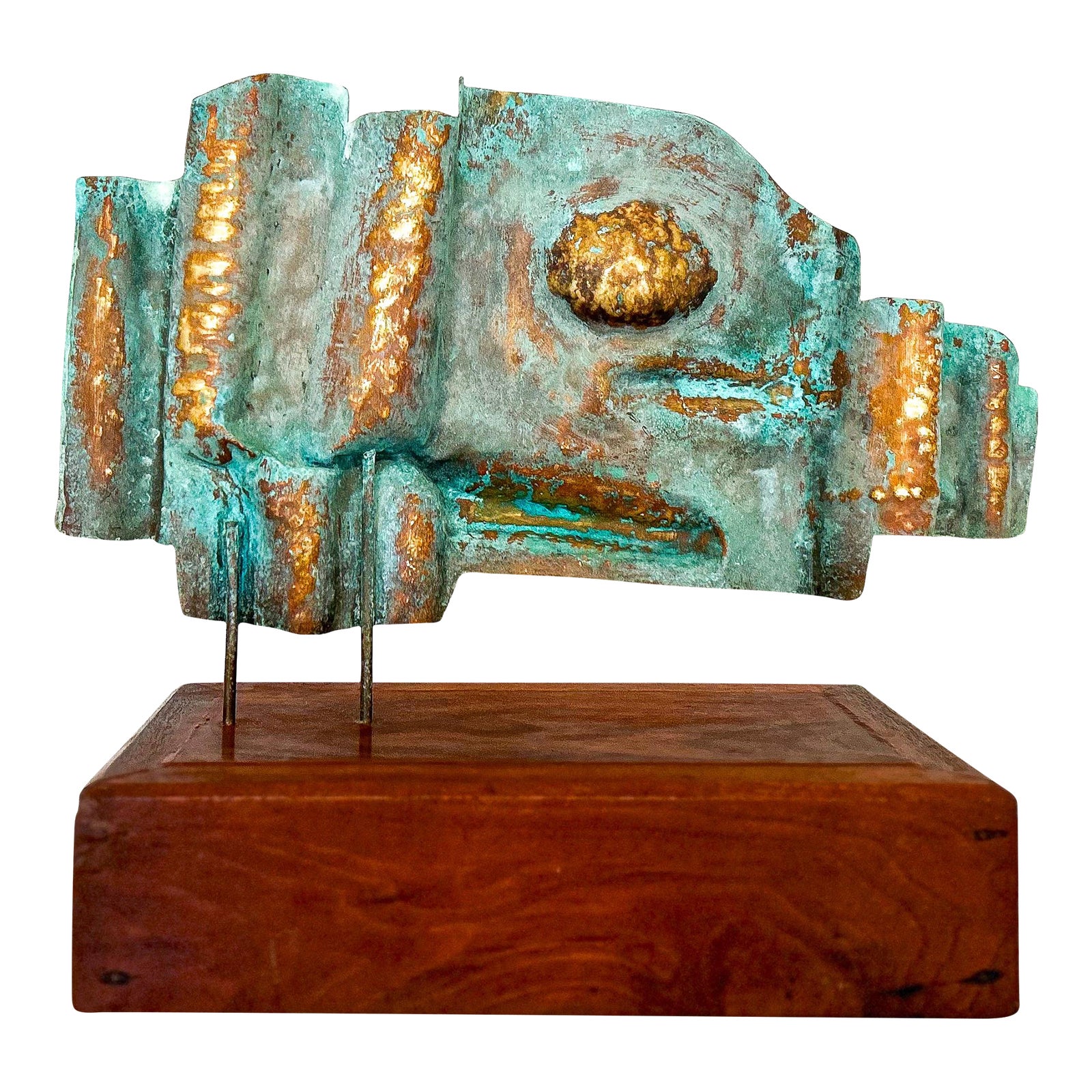 1960s Mid Century Modern Brass Verdigris Sculpture | Chairish
