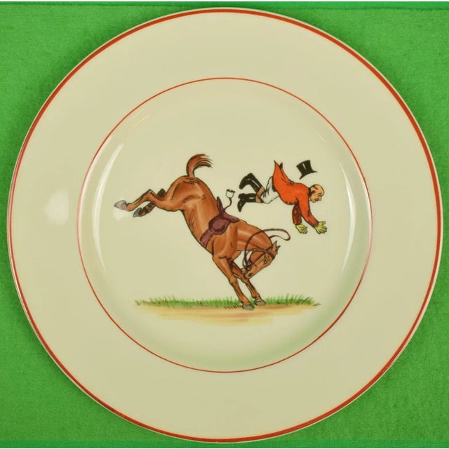 Circa 1940s Hand-Painted Fox Hunter Salad Plates- Set of 11 | Chairish